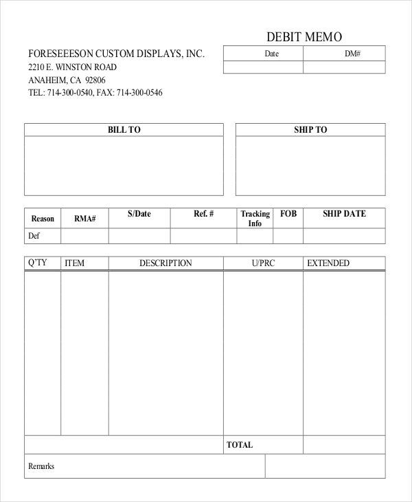 Debit Memo - 11+ Examples, Format, Pdf | Examples