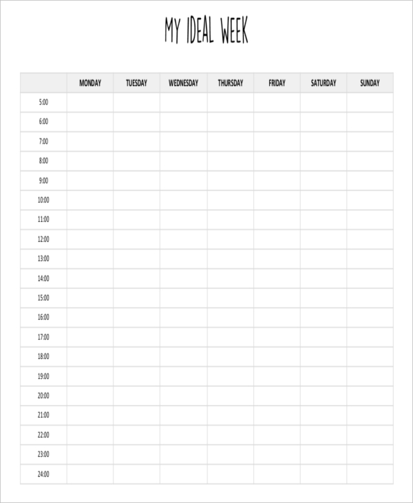 Weekly Plan - 8+ Examples, Format, Pdf | Examples