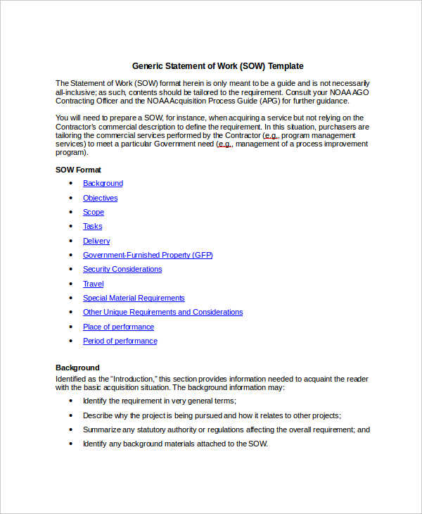 28+ Statement of Work Examples in PDF | MS Word | Pages | Google Docs ...
