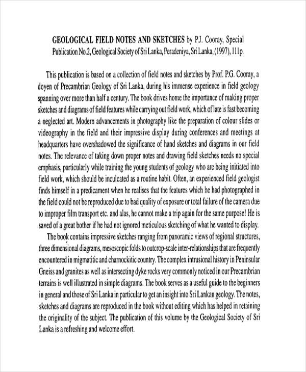 Field Note - 8+ Examples, Format, Pdf | Examples