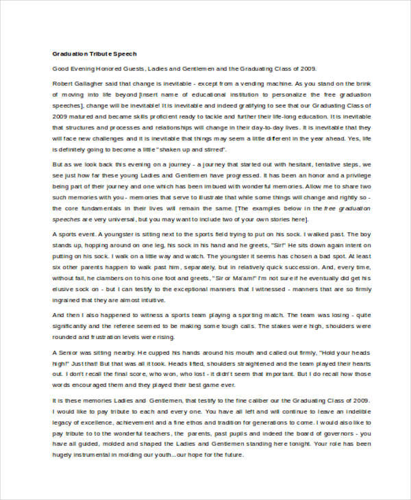 Tribute Speech - 10+ Examples, Format, Sample | Examples