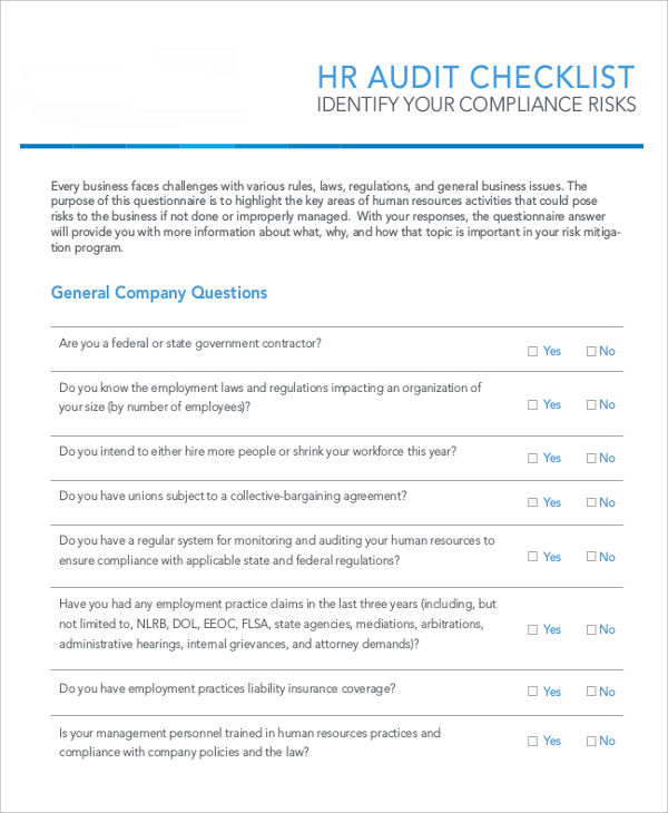 HR Checklist 31 Examples Format Pdf Examples