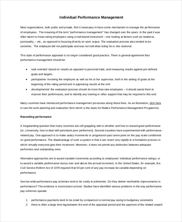 FREE Performance Management Examples - 7+ Samples in PDF | Examples
