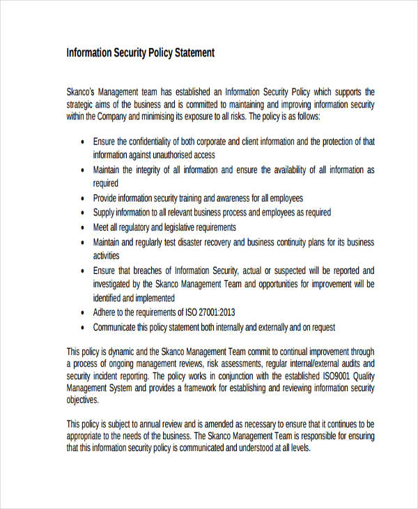 Security Statement 8 Examples Format Pdf Examples