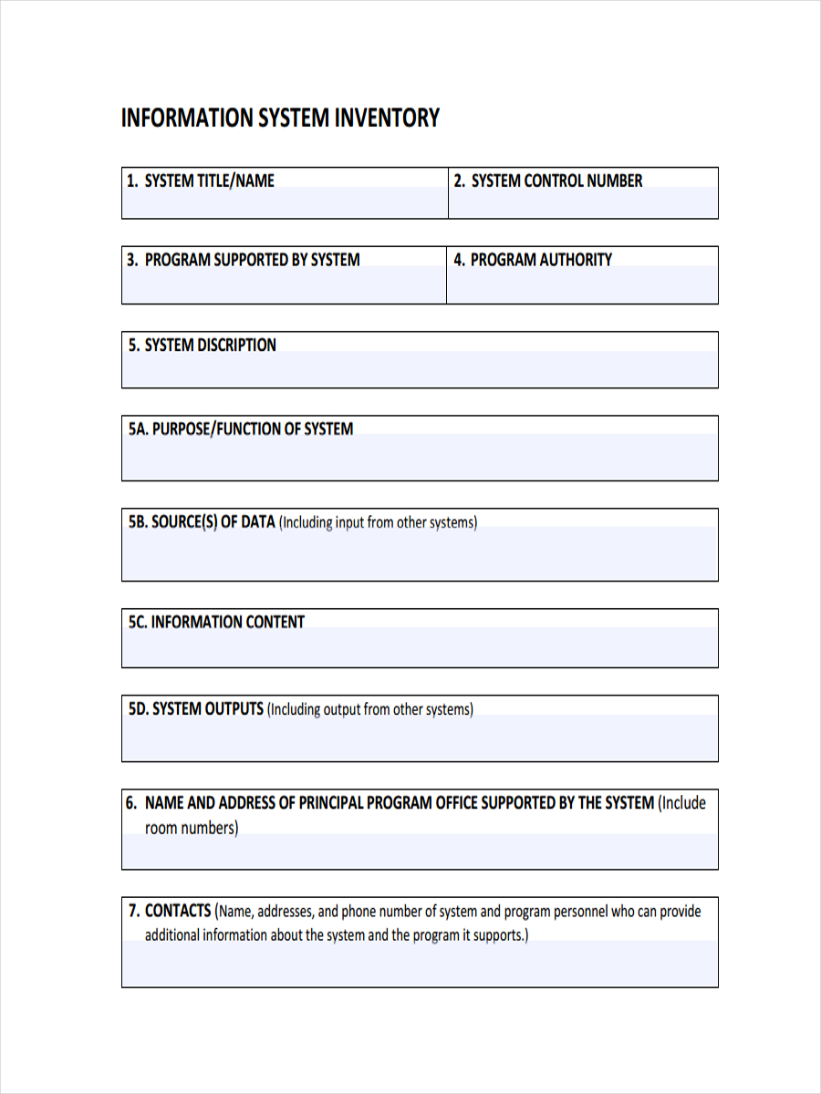 System Inventory - 7+ Examples, Format, Pdf | Examples