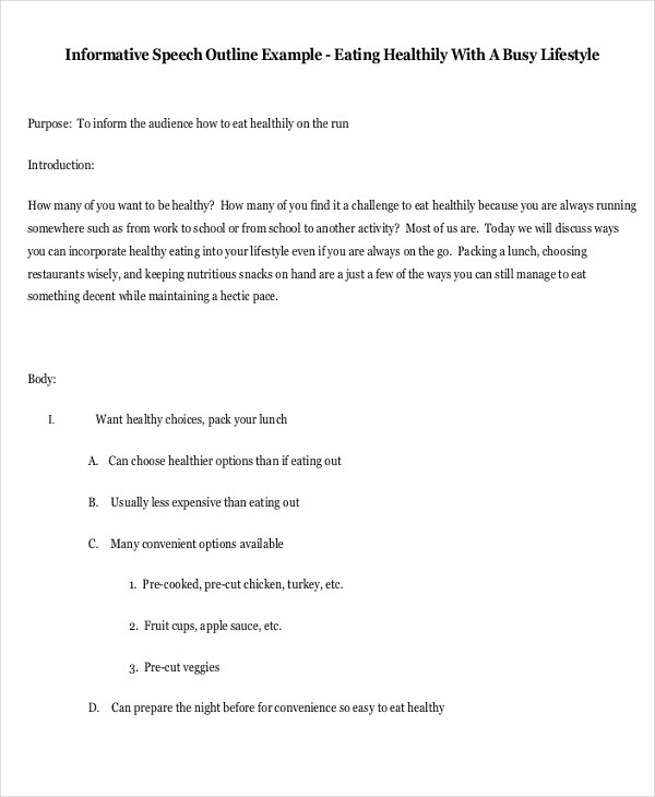  Informative Speech Outline Example About A Person Informative Speech 