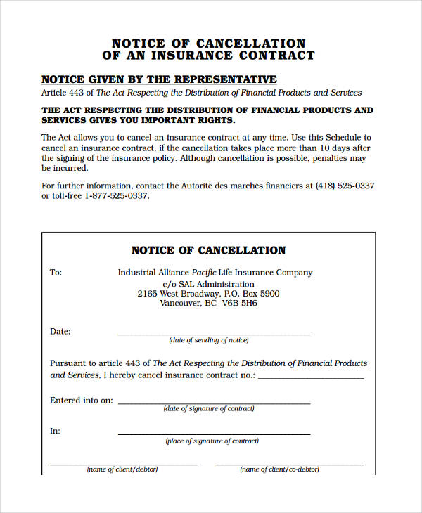Cancellation Notice 8 Examples Format Pdf Examples