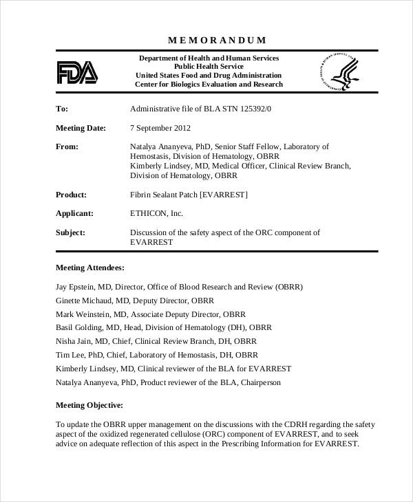 Meeting Memo - 33+ Examples, Format, Pdf | Examples