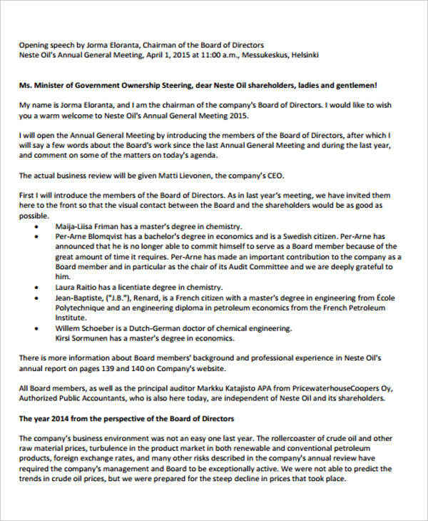 Introduction Speech Examples - 8+ Samples in PDF | Examples