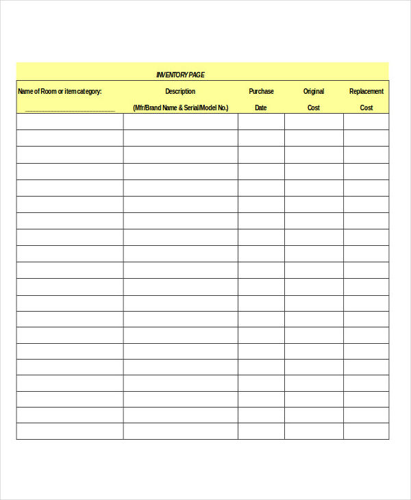Simple Inventory - 7+ Examples, Format, Pdf | Examples