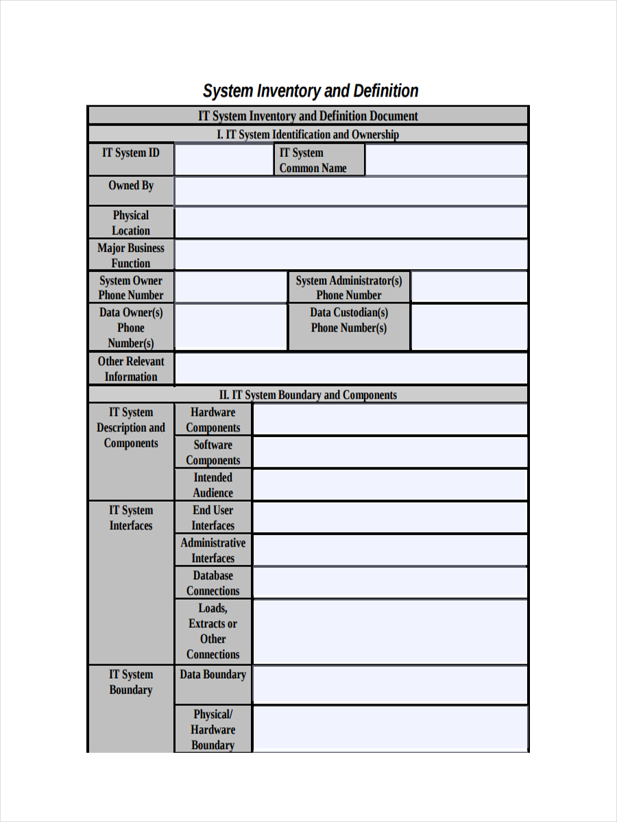 System Inventory - 7+ Examples, Format, Pdf | Examples