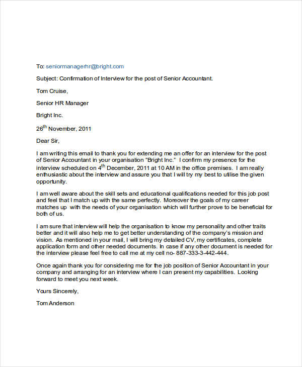 24 CONFIRMATION LETTER EMAIL FORMAT ConfirmationLetter