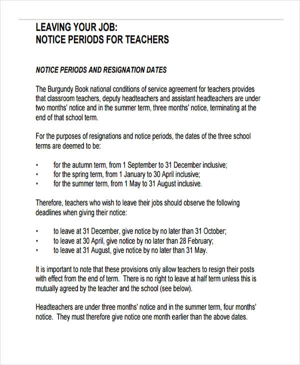 Leaving Notice 8 Examples Format Pdf Examples