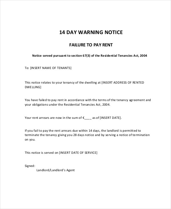 Late Rent Notice - 8+ Examples, Format, Pdf | Examples