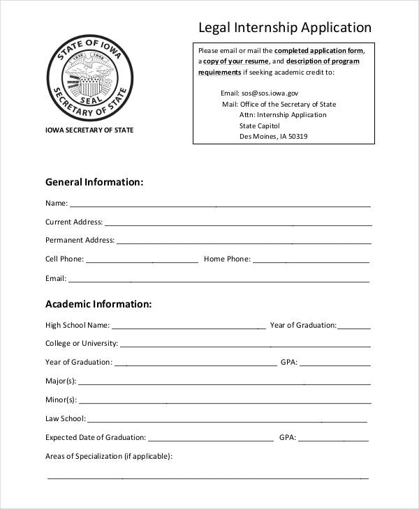 Internship Application - 8+ Examples, Format, Pdf | Examples