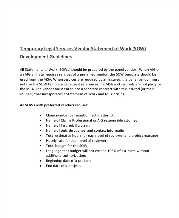 28+ Statement of Work Examples in PDF | MS Word | Pages | Google Docs ...