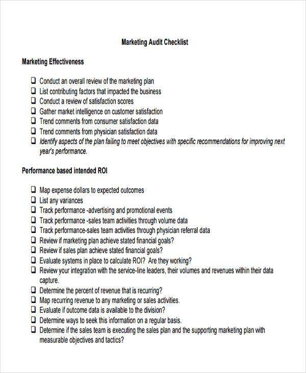 Marketing Checklist Examples - 18+ Samples in MS Word | Pages | Google ...