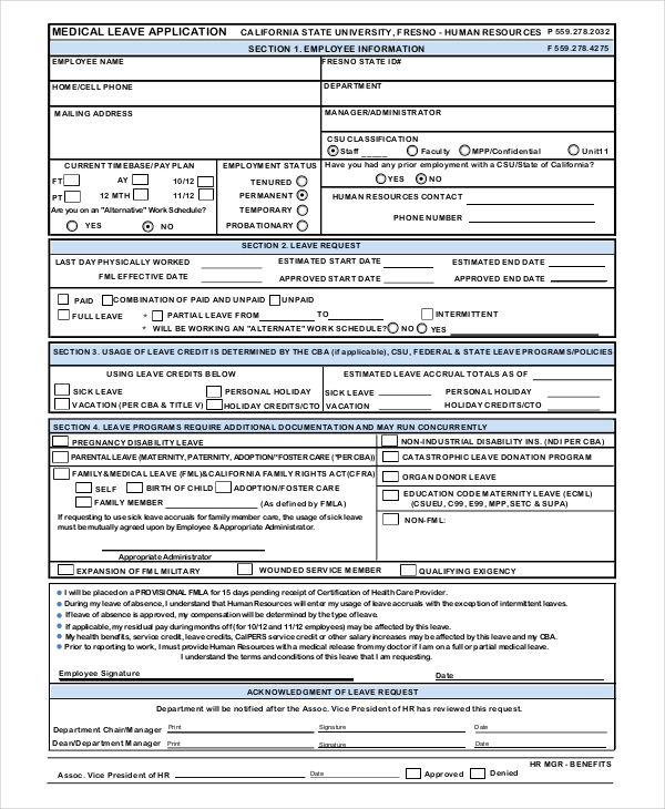 Leave Application - 7+ Examples, Format, Pdf | Examples