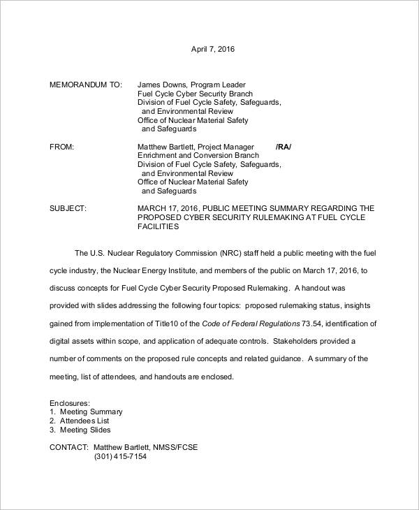 Meeting Memo - 33+ Examples, Format, Pdf | Examples