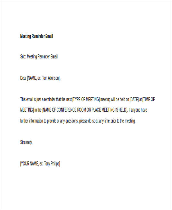 Reminder Email Examples Format Pdf Examples
