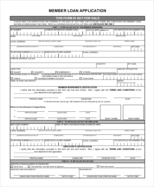 Loan Application - 11+ Examples, Format, Pdf | Examples