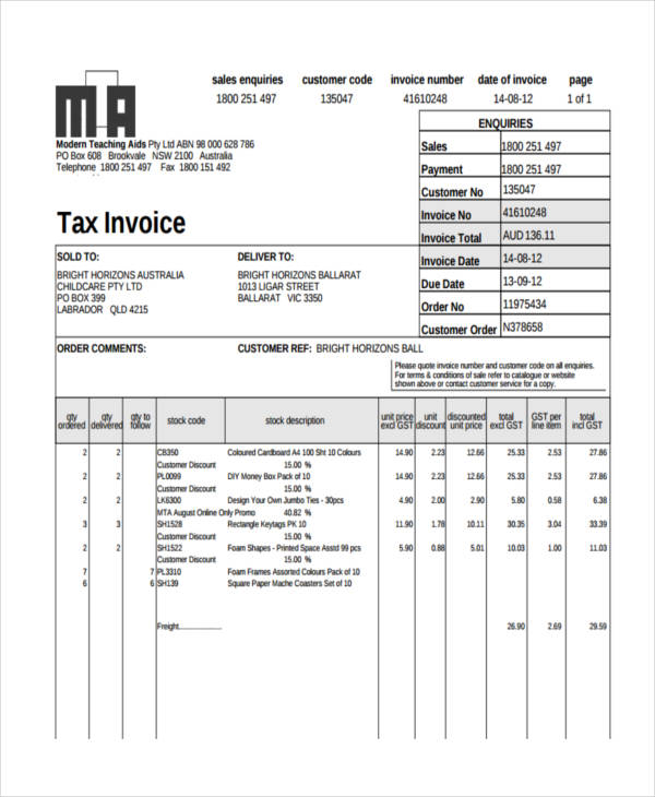 Business Invoice - 19+ Examples, Format, Pdf | Examples