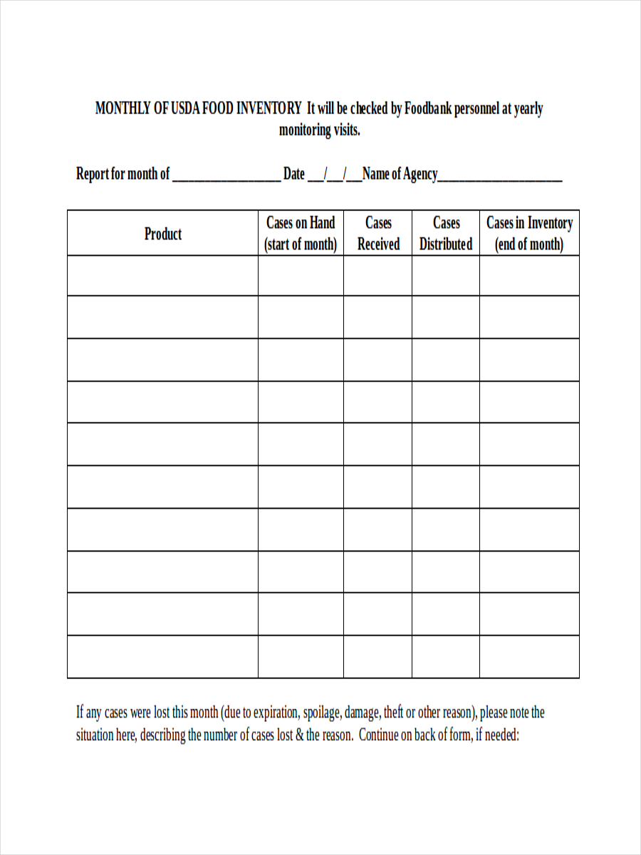 Inventory Count Food Inventory Sheet Printable Sekaproducts