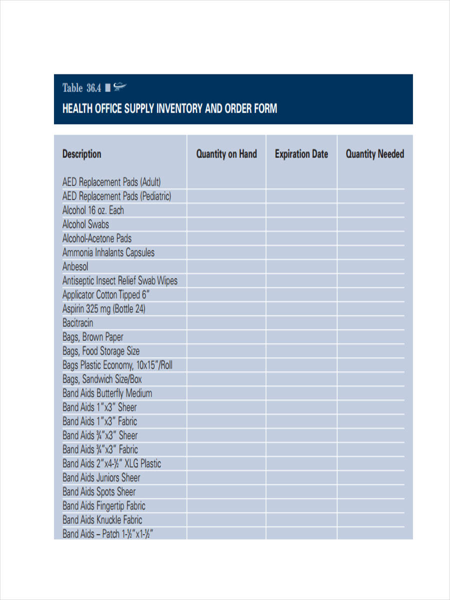Supply Inventory 5 Examples Format Pdf Examples