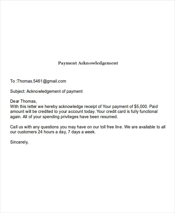 Payment Email Examples Doc PDF