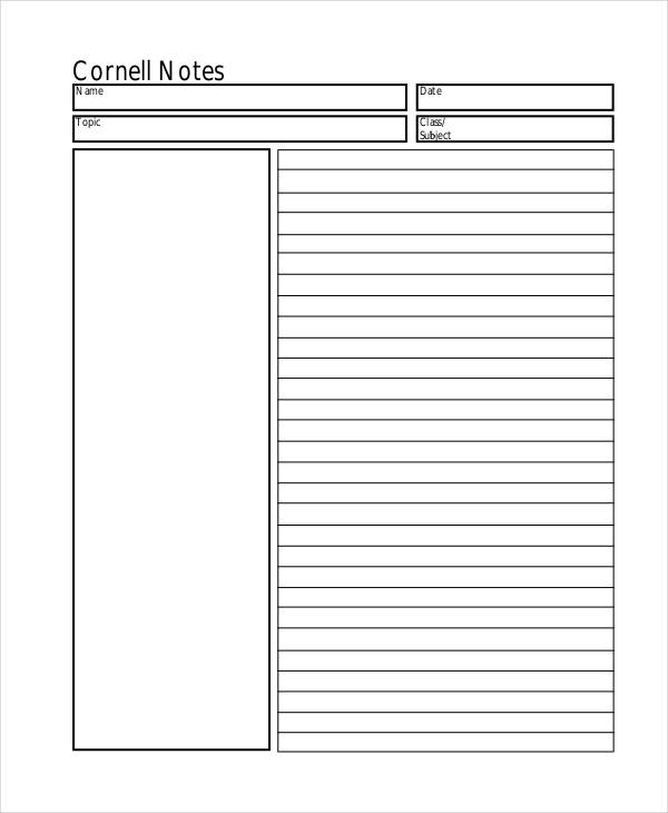 Cornell Note - 14+ Examples, Format, Pdf | Examples
