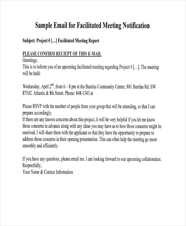 Meeting Email - 7+ Examples, Format, Pdf | Examples