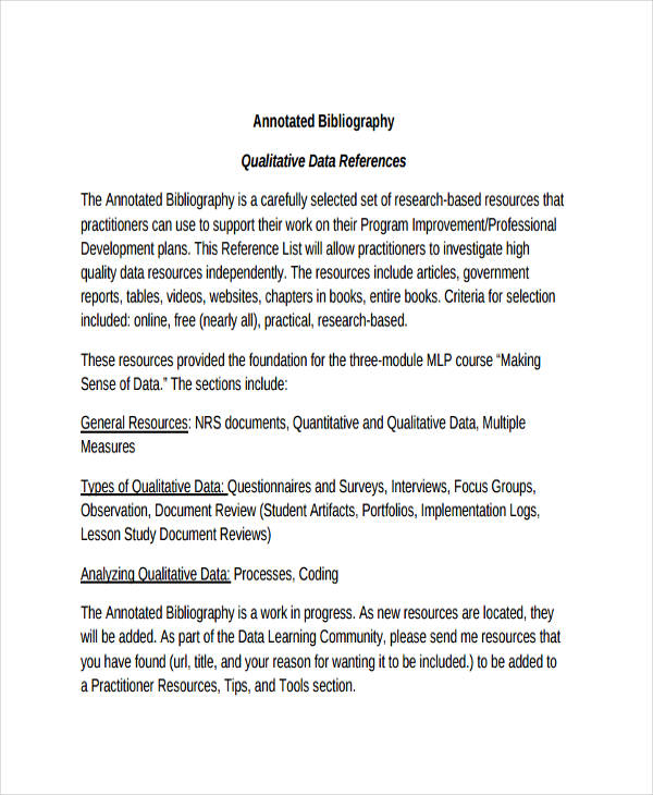 Annotated Bibliography - 100+ Examples, Format, Pdf | Examples