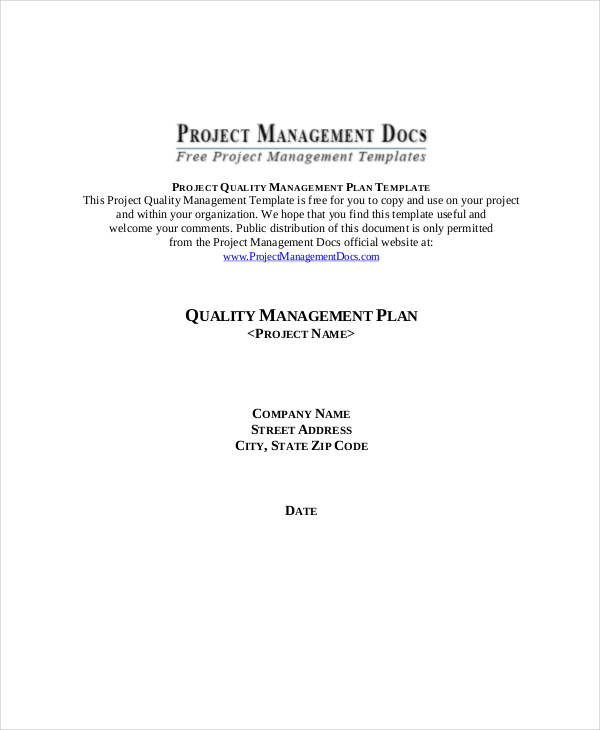 Quality Plan - 27+ Examples, Format, Pdf | Examples