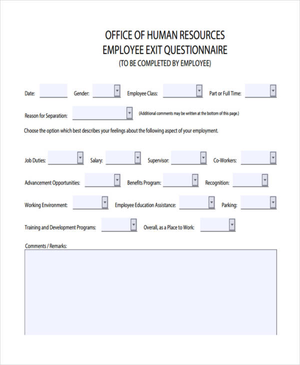 HR Questionnaire - 9+ Examples, Format, Pdf, Tips