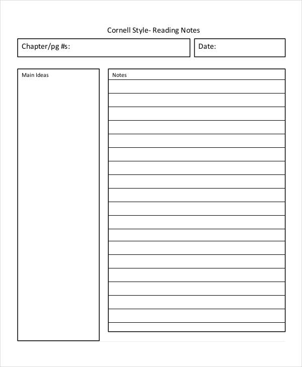 Cornell Note - 14+ Examples, Format, Pdf | Examples