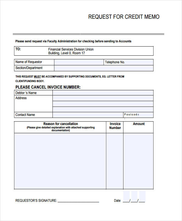 Credit Memo - 14+ Examples, Format, Pdf | Examples