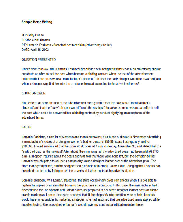  Memo Writing Examples 20 Samples In PDF DOC Pages Examples