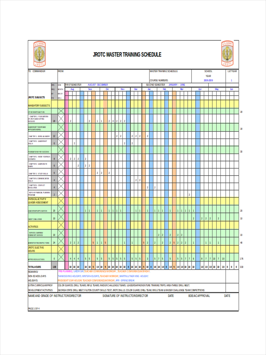 Army Training Plan Template