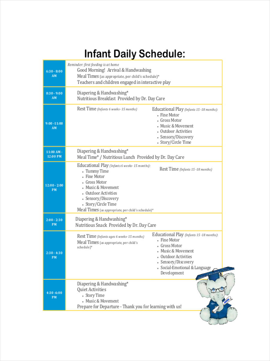 Home Daycare Schedule Template Home Daycare Schedule Template