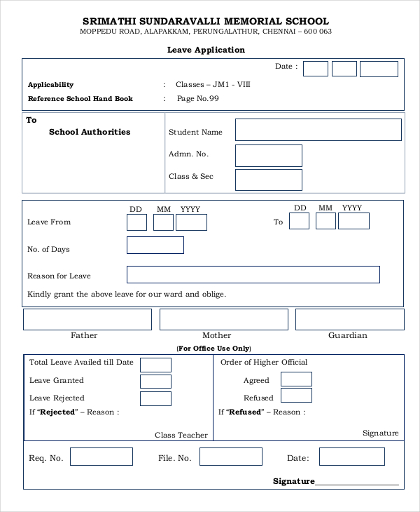 Leave Application - 7+ Examples, Format, Pdf | Examples