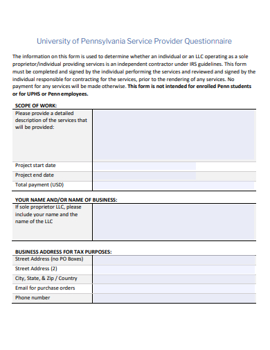Service Questionnaire - 11+ Examples, Format, Pdf | Examples