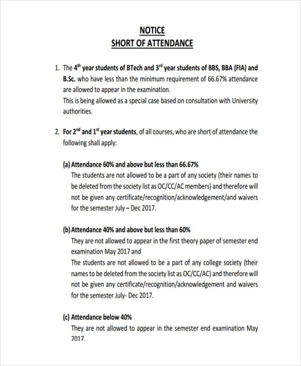 Short Notice - 8+ Examples, Format, Pdf | Examples