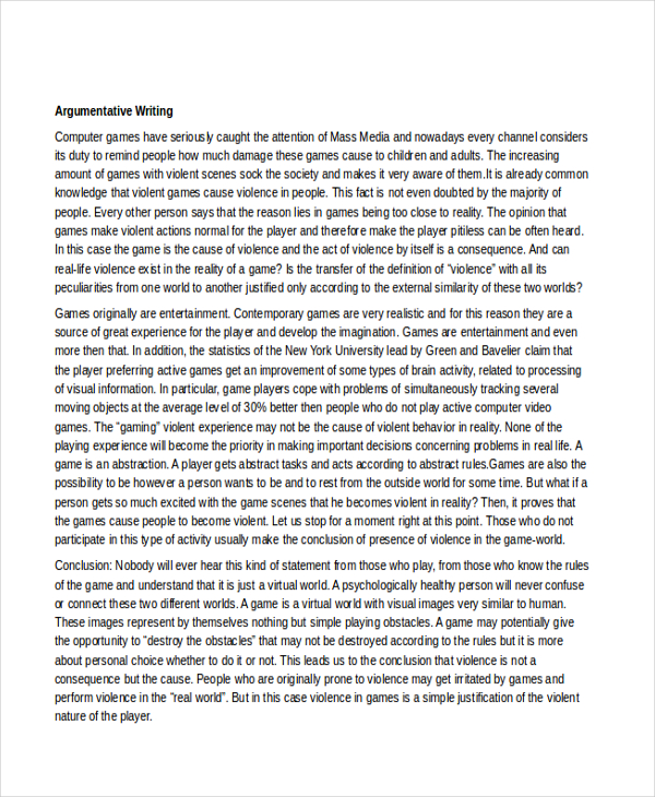 Argumentative Writing 6 Examples Format PDF Tips