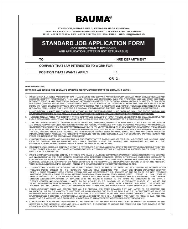 Job Application - 10+ Examples, Format, Pdf | Examples