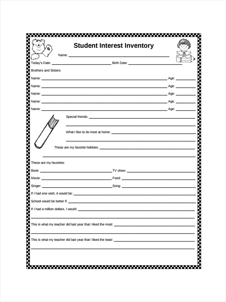Student Inventory - 4+ Examples, Format, Pdf | Examples