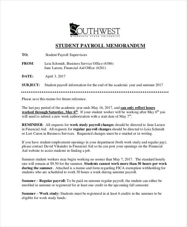 Student Memo 8 Examples Format Pdf Examples