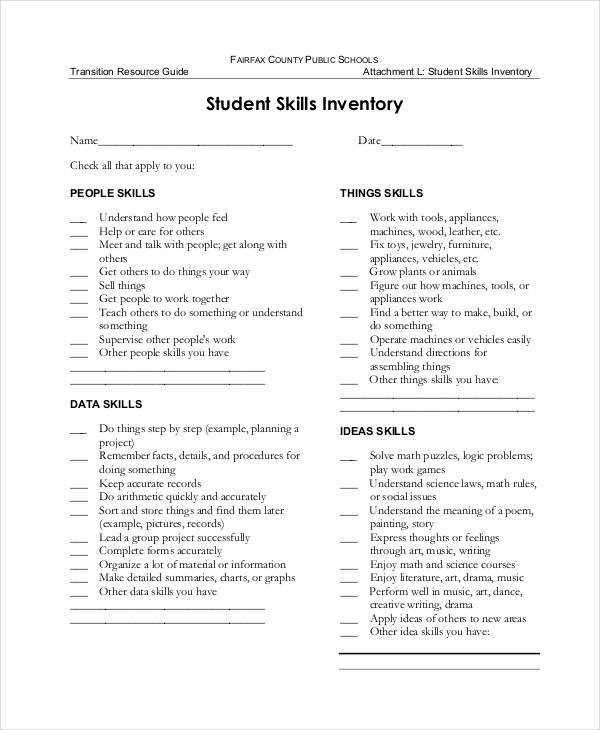 5 Printable Skills Inventory Template Bank2home