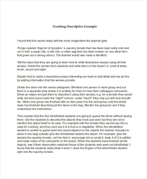 College Essay Examples Descriptive Essay Examples About An Object