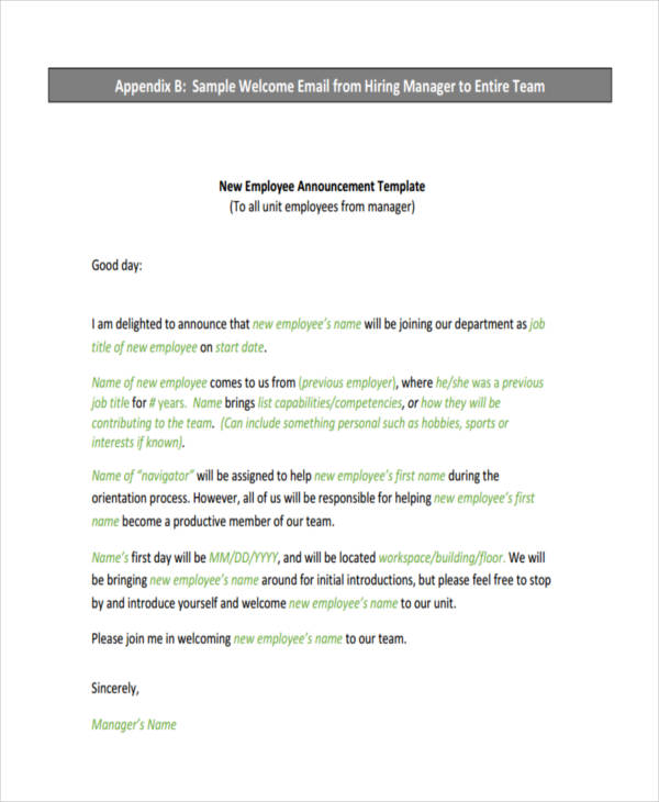 Sample Welcome Letter New Employee Database Letter Template Collection