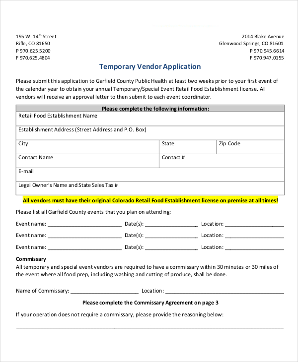 Vendor Application - 9+ Examples, Format, Pdf | Examples